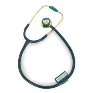 RCSP Acoustic Stethoscope Brass Ring For Medical Students, Nurses & Doctors, Lightweight ChestPiece with Latexfree Tube & Soft Sealing Ear Knobs Cardio SS Gold (GREEN)