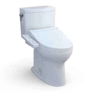 toto washlet+ drake ii 1g two-piece elongated 1.0 gpf toilet and washlet+ c2 bidet seat, cotton white - mw4543074cufg#01