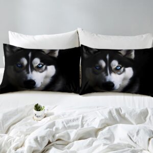 Dog Duvet Cover Cute Pet Dog Bedding Set for Kids Boys Girls Teens 3D Animal Theme Comforter Cover Siberian Husky Breathable Bedspread Cover Room Decor Quilt Cover Queen Size (No Comforter)