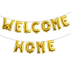 16 inch welcome home balloon banner style balloons foil letter balloon anniversary celebration party decorations (welcome home gold)