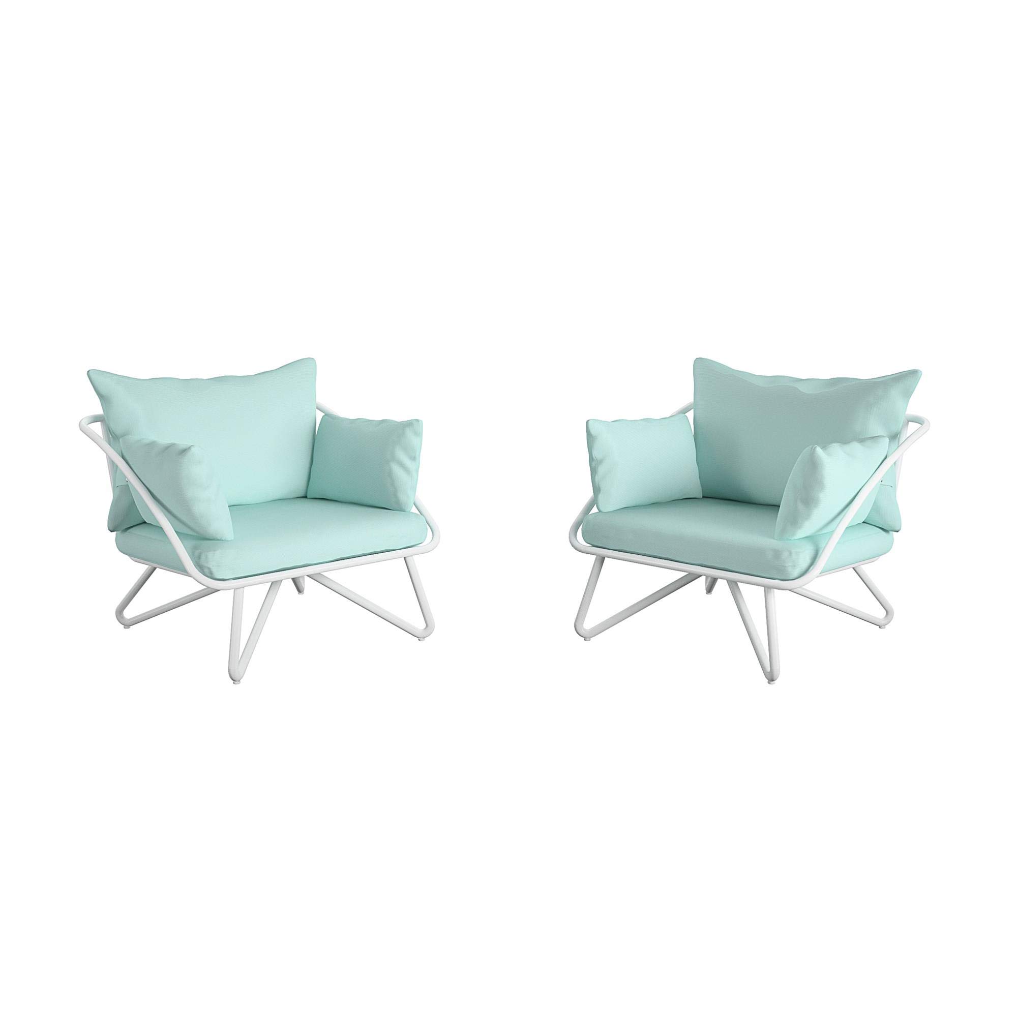 Novogratz Poolside Gossip Collection, Teddi Outdoor Lounge Chairs, 2-Piece, Aqua Haze