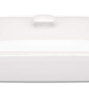 ROSSALLINI Stoneware Casserole Dish Bakeware Set with Lid, Covered Rectangular Dinnerware, Extra Large 4.23 Quart, 13 by 9 Inch, Bianco [White]