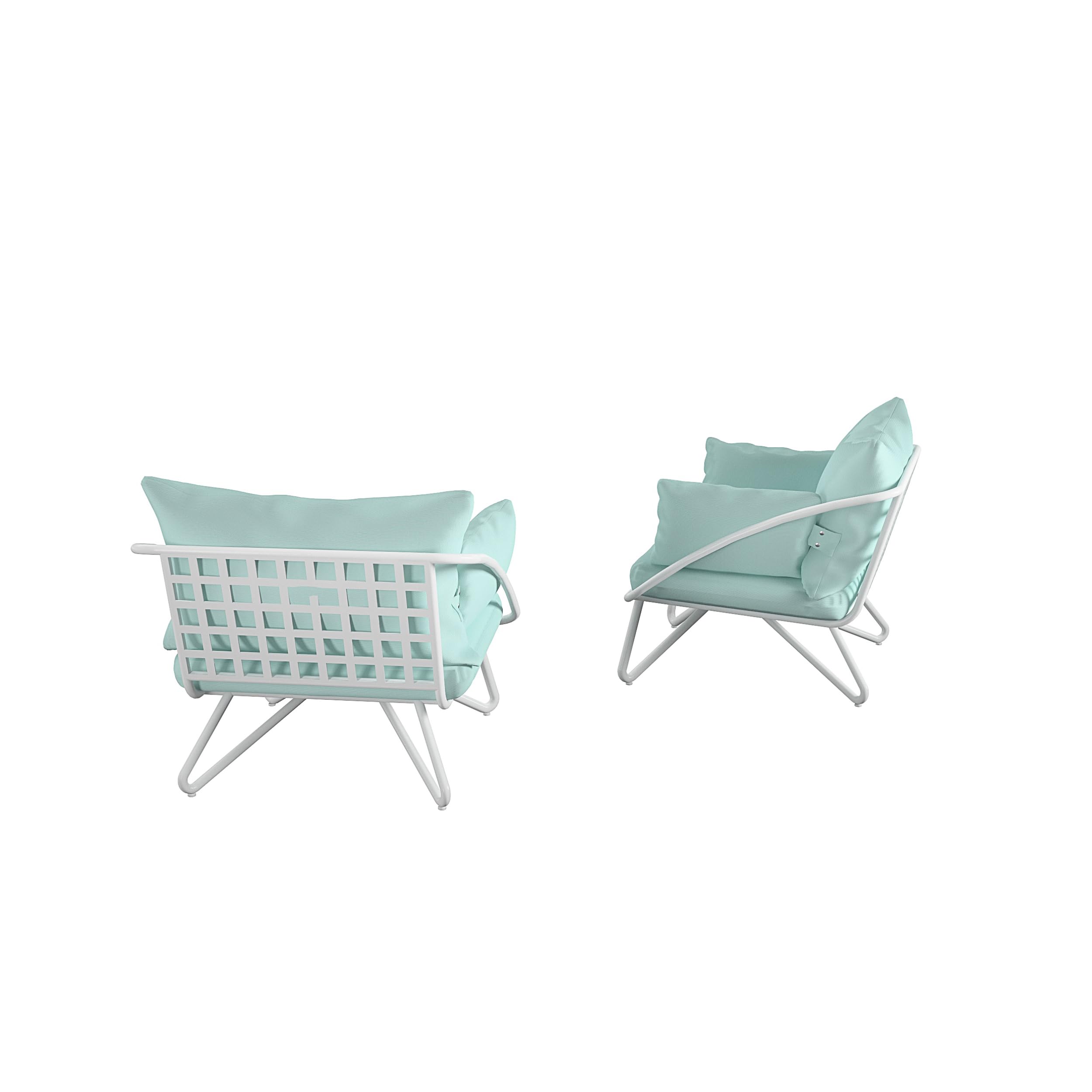 Novogratz Poolside Gossip Collection, Teddi Outdoor Lounge Chairs, 2-Piece, Aqua Haze