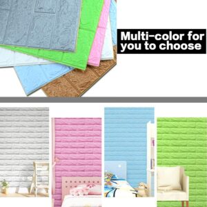 Sodeno 3D Wall Panels Peel and Stick, 14.5 Sq Ft Coverage,Printable Faux Brick Wallpaper Sticker with Self-Adhesive Waterproof Foam for Interior Wall Decor, Bathroom, Home Decoration (10 Pcs) (White)