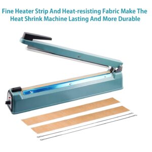 16 inch 400mm Impulse Sealer, Manual Bag Sealer Heat Sealer, Adjustable Timer Electric Heat Seal Bag Sealer Sealing Machine with 2 Free Replacement Kit Tabletop Impulse Sealer, Blue