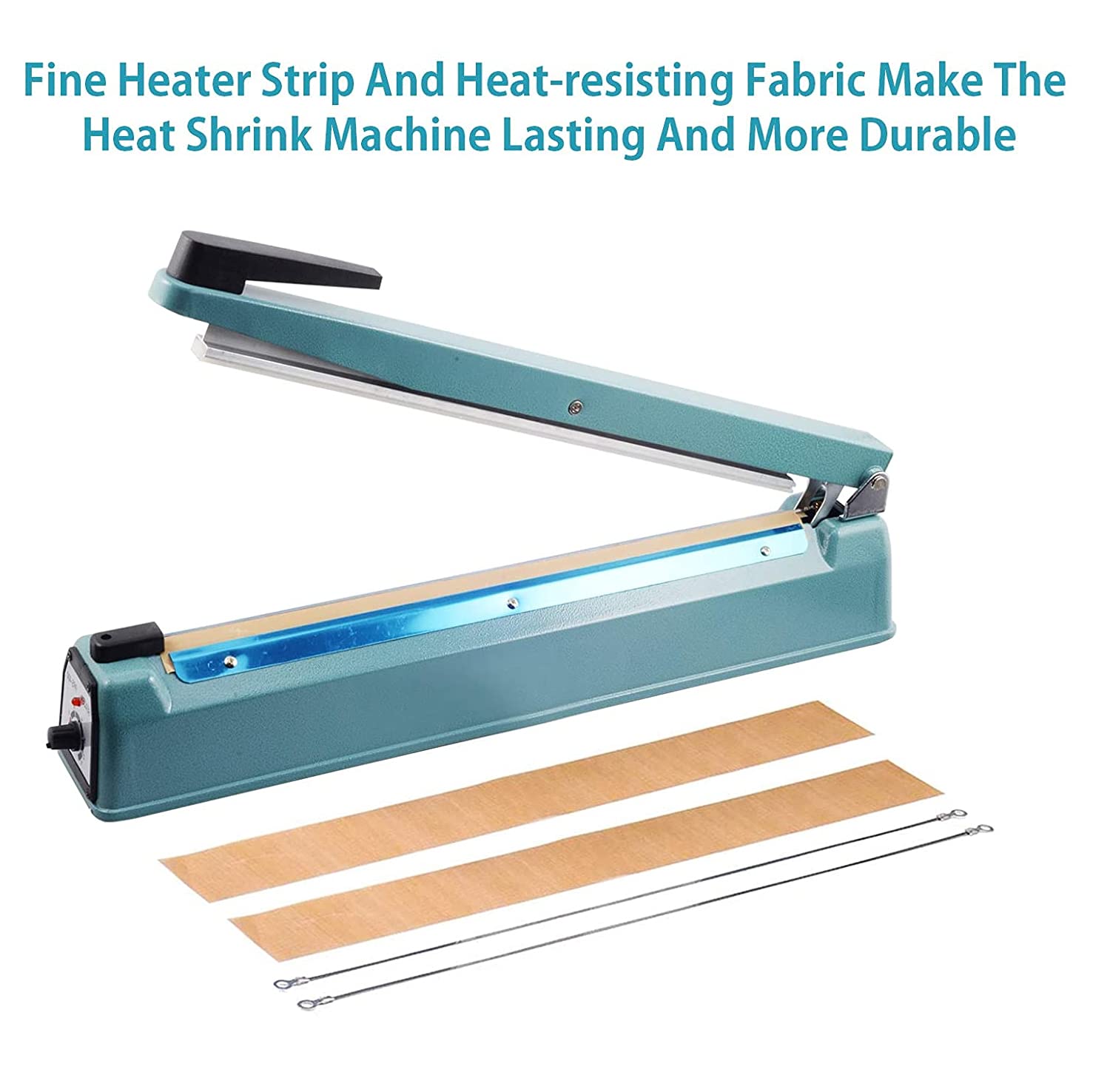 16 inch 400mm Impulse Sealer, Manual Bag Sealer Heat Sealer, Adjustable Timer Electric Heat Seal Bag Sealer Sealing Machine with 2 Free Replacement Kit Tabletop Impulse Sealer, Blue