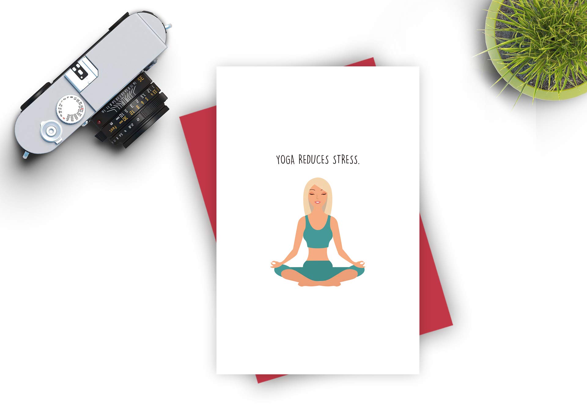 Kirynurd Birthday Card for Friend Female, Funny Women Birthday Card, Yoga Reduces Stress But So Does Drinking...