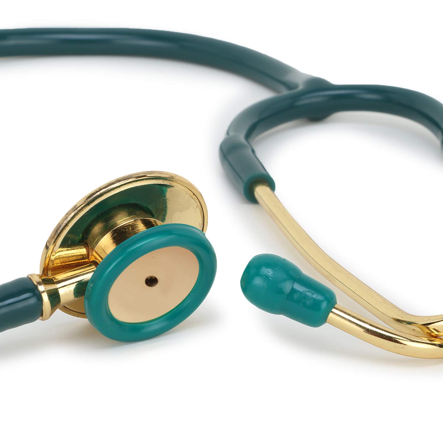 RCSP Acoustic Stethoscope Brass Ring For Medical Students, Nurses & Doctors, Lightweight ChestPiece with Latexfree Tube & Soft Sealing Ear Knobs Cardio SS Gold (GREEN)