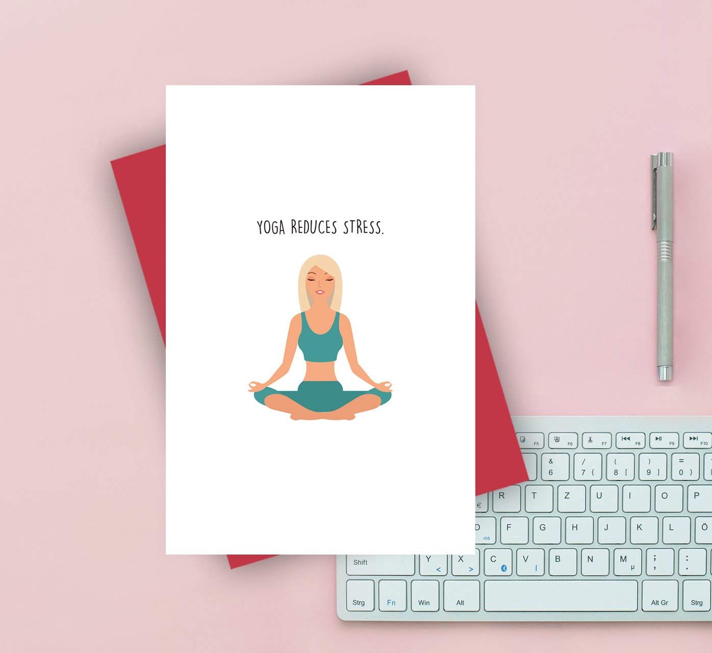 Kirynurd Birthday Card for Friend Female, Funny Women Birthday Card, Yoga Reduces Stress But So Does Drinking...