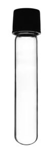 eisco test tube, 5ml - bakelite screw cap with rubber liner - borosilicate 3.3 glass - 2.9" x 0.6" - round bottom - leak proof