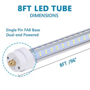 BSK.BESTKA 10PCS,8 FT LED Bulbs, 120W 19000lm 5000K Daylight, Super Bright, T8 T10 T12 LED Tube Lights, FA8 Single Pin LED Lights,V Shape, Clear Cover, 8 Foot LED Bulbs