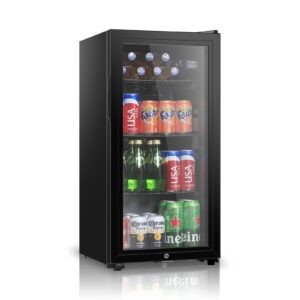 hailang 3.2 cu.ft beverage refrigerator cooler, mini fridge with glass door for beer soda or wine, perfect for home,bar, office