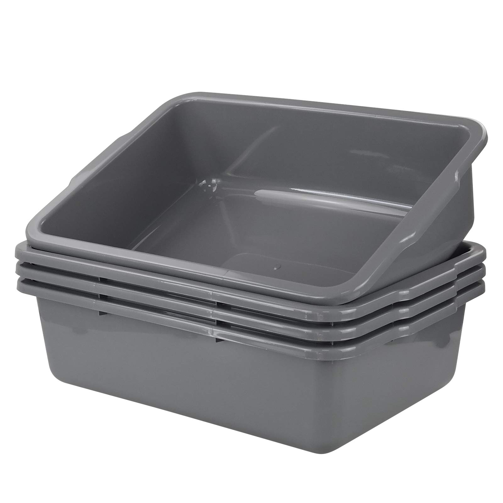 Eagrye 4-Pack Large Bus Tubs, Commercial Tote Box, Plastic Bus Box, 32 L, Grey