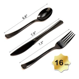 21st Birthday Party Supplies Set-16 Guests-Black And Gold Disposable Tableware kit, 21 Years Birthday Decorations, Include Paper Plates, 12oz Cups Napkins Banners Tablecloth Straws Cutlery…