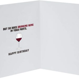 Kirynurd Birthday Card for Friend Female, Funny Women Birthday Card, Yoga Reduces Stress But So Does Drinking...