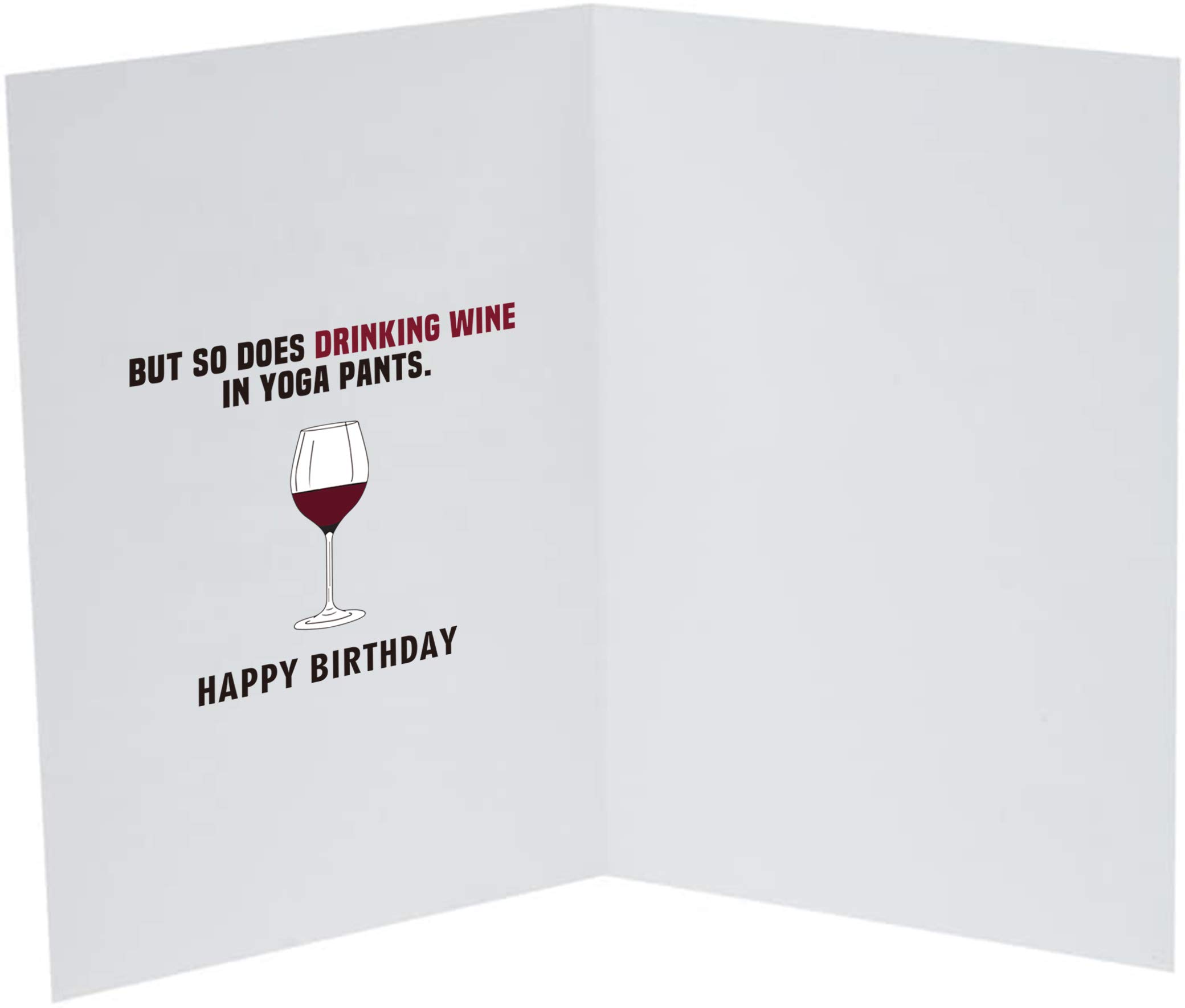 Kirynurd Birthday Card for Friend Female, Funny Women Birthday Card, Yoga Reduces Stress But So Does Drinking...