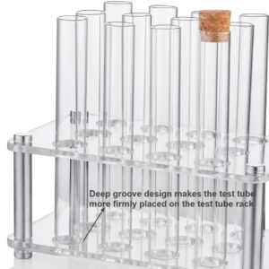 Ackers Transparent Acrylic Test Tube Bottle Small Glass Holder, Built-in Handle, 12 Tube Capacity, 0.87" (22mm) Holes for 25ML Test Tubes(Detachable)