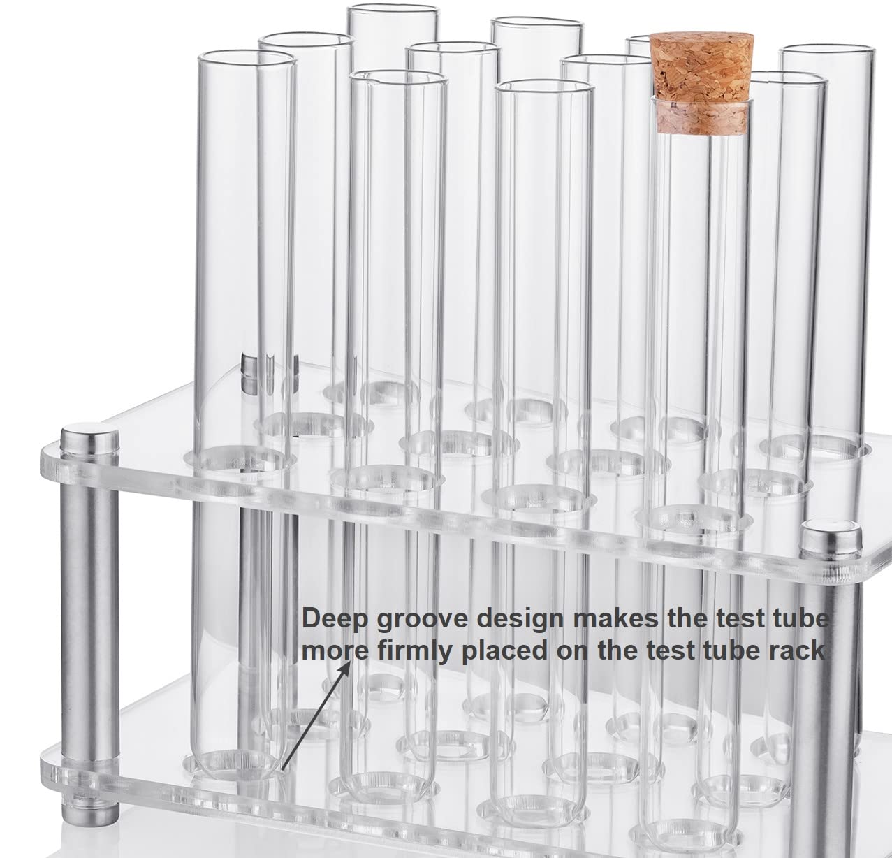 Ackers Transparent Acrylic Test Tube Bottle Small Glass Holder, Built-in Handle, 12 Tube Capacity, 0.87" (22mm) Holes for 25ML Test Tubes(Detachable)