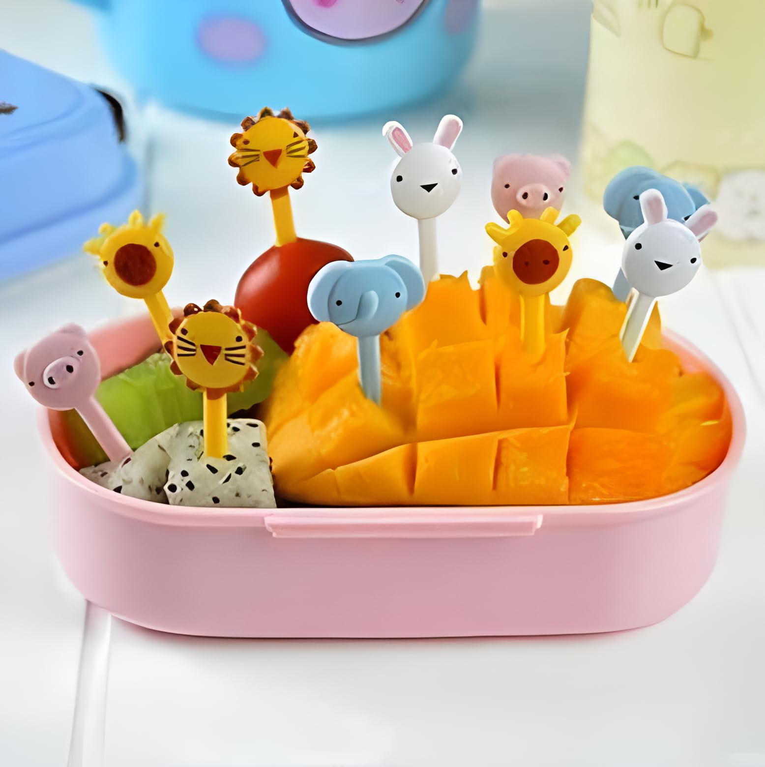 10pcs Lovely Animal Shaped Food Fruit Fork Picks for Kids, Dessert Forks Mini Cartoon Toothpick for Cake Dessert Pastry Party Supply