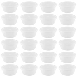 jcbiz 24pcs transparent pp small round cup clay containers slime storage plasticene bowl with lids for snowflake crystal clay, color mud