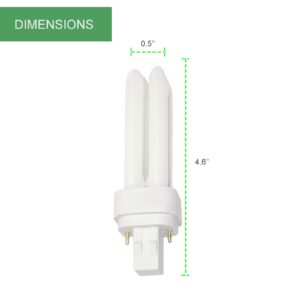 DYSMIO 13 Watt CFL Light Bulbs 2 Pin GX23-2 Base 2700K Soft White 13W High Output 800 Lumens Double Tube Compact Fluorescent Light Bulbs Plug-in 4 Pack