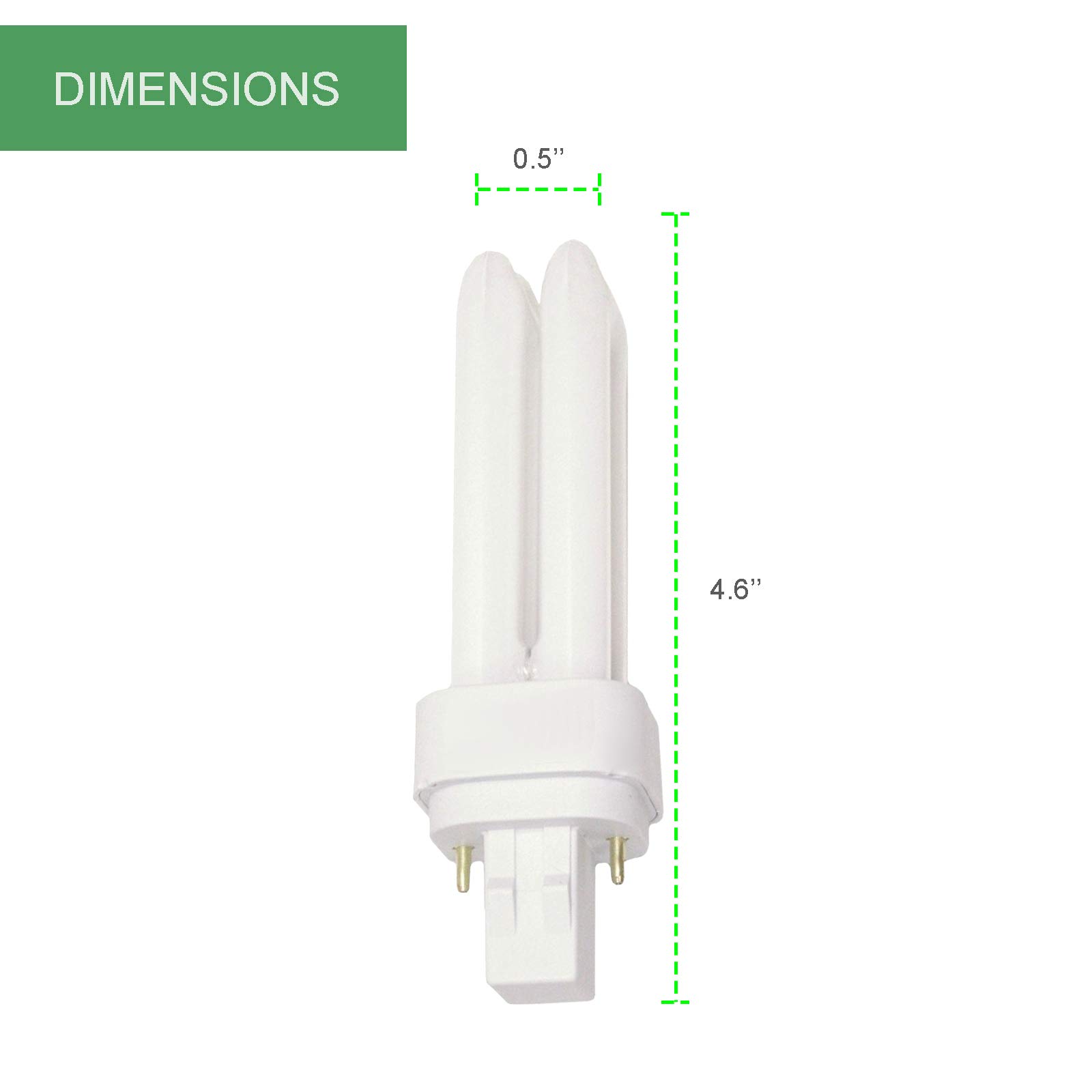 DYSMIO 13 Watt CFL Light Bulbs 2 Pin GX23-2 Base 2700K Soft White 13W High Output 800 Lumens Double Tube Compact Fluorescent Light Bulbs Plug-in 4 Pack