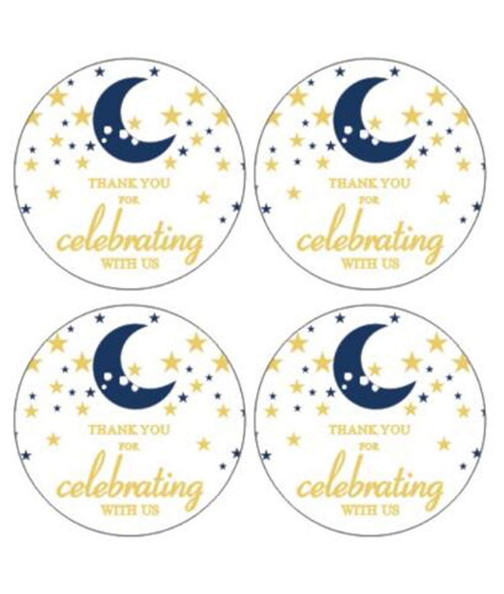 2" Round 50 Pack Twinkle Twinkle Litter Star Label Stickers Thank You Birthday Party Sticker Labels Candy Stickers for Birthday Party Baby Shower Wedding Favors