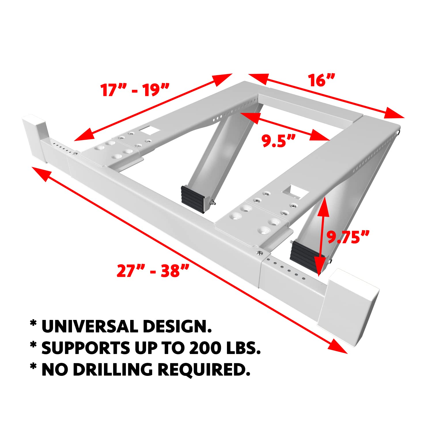 Alpine Hardware American Owned Drillless Drill-Less Window Air Conditioner & Heat Pump Bracket - Window AC Support - Supports Air Conditioners Well Over 200 lbs. - Patented Design No Drilling Model