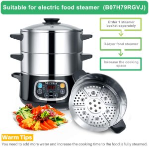 Secura Steamer Basket 304 Stainless Steel Food Steamer 1 Tier for 8.5 Quart Electric Food Steamer