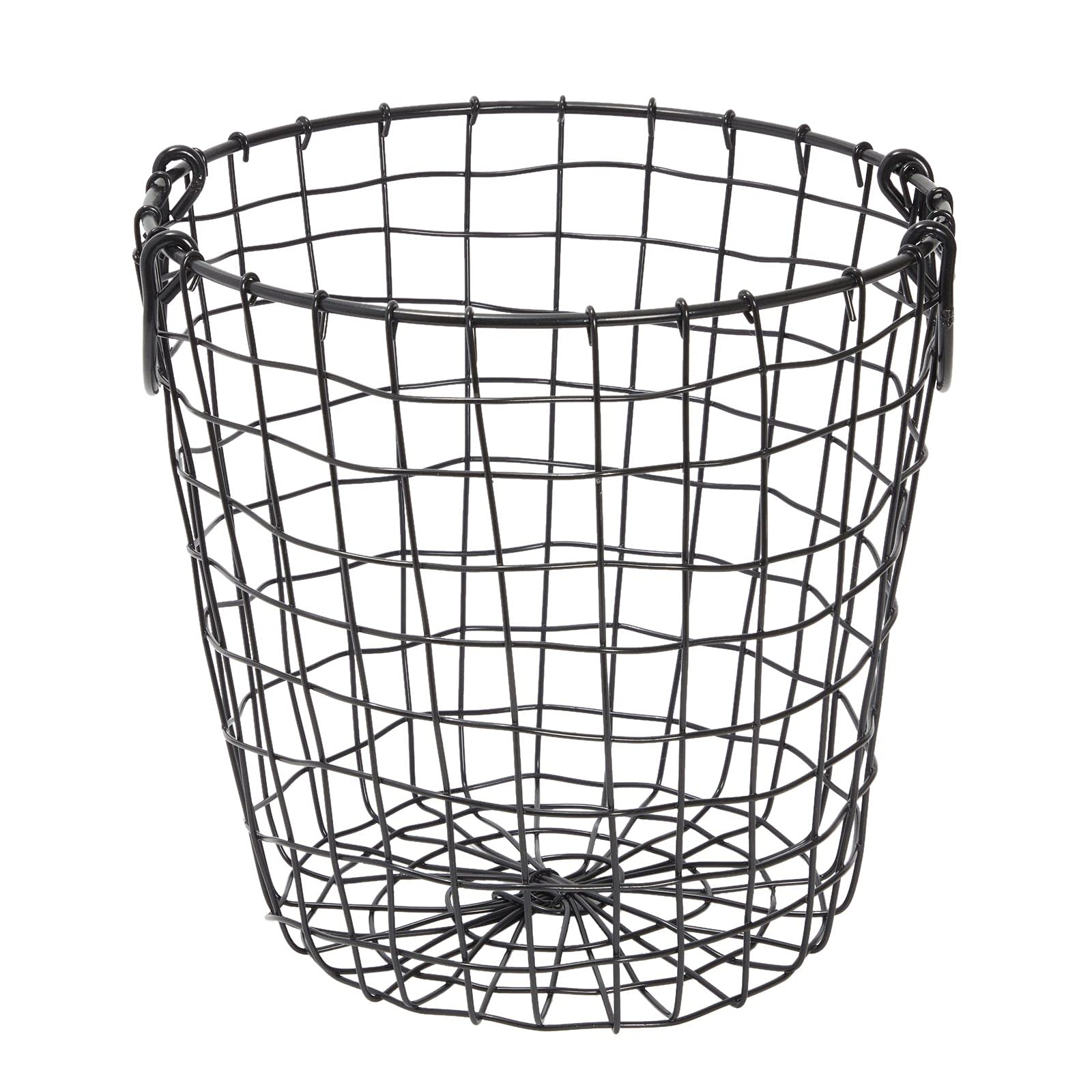 Farmlyn Creek Round Black Wire Laundry Baskets with Handles (Metal, 8.5 x 11 In, 2 Pack)