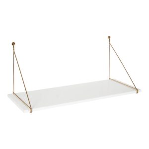 kate and laurel vista modern wall mounted desk, 38 x 14 x 16, white and gold, glam hanging desk for office and school