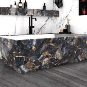 Marble Black Contact Paper Peel and Stick Countertops Gold Contact Paper Peel and Stick Wallpaper for Kitchen Waterproof Vinyl Film Marble Shelf Liner Counter Top Cover Wallpapers 15.8" x 78.7"