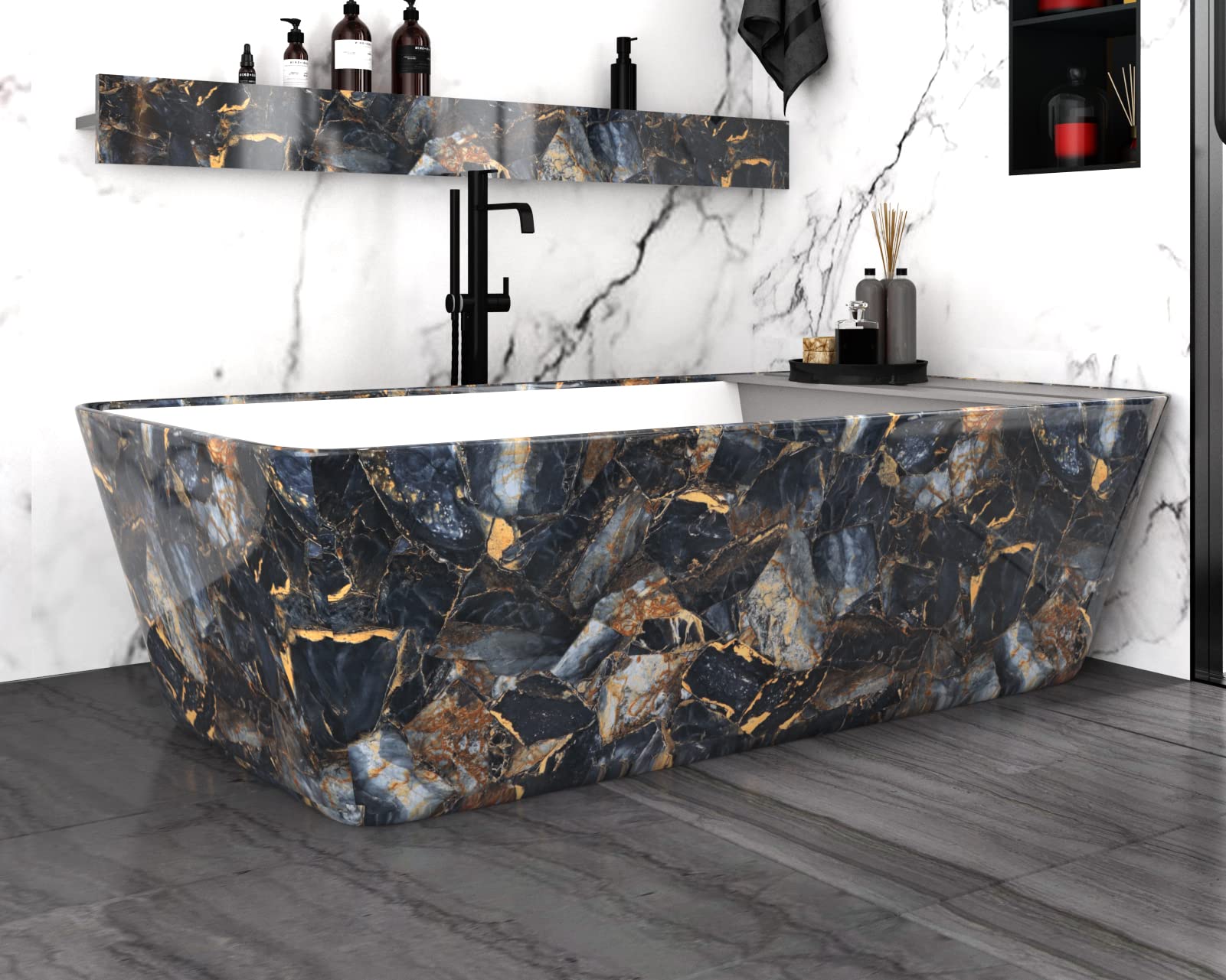 Marble Black Contact Paper Peel and Stick Countertops Gold Contact Paper Peel and Stick Wallpaper for Kitchen Waterproof Vinyl Film Marble Shelf Liner Counter Top Cover Wallpapers 15.8" x 78.7"