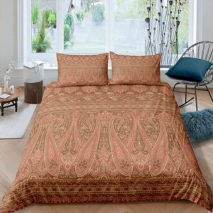 homewish paisley bedding set 3pcs for kids girls chic exotic floral print comforter cover indian style design duvet cover set soft polyester quilt cover with 2 pillow cases(no comforter) full size