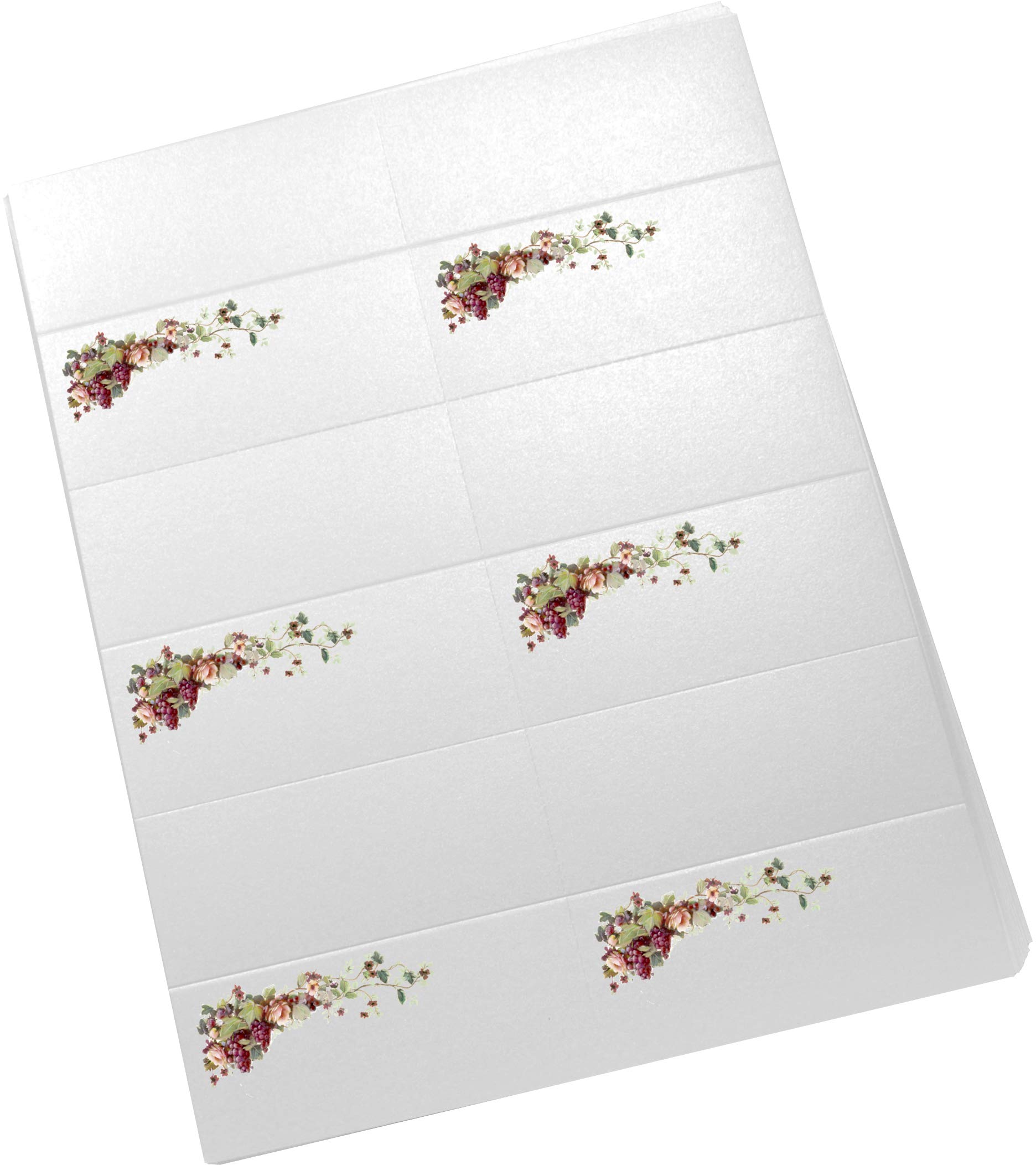 Grapes and Peach Roses Swag Printable Place Cards, Set of 60 (10 Sheets), Laser & Inkjet Printers - Wedding, Party, Dinner, and Special Events - Made in the USA