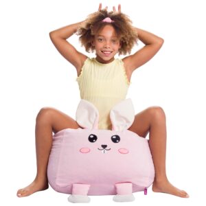 posh creations large bean bag soft cozy animal chair for bedrooms, kids lounger, medium, bunny - tie dye