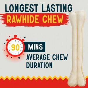 Canine Chews Pressed Rawhide Bones for Large Dogs - 9" Long Lasting Dog Chews - Compressed Beefhide Large Dog Chew Bones - Chew Toy Dog Bones - Raw Hide Bones Dog for Aggressive Chewers (9 inch, 8pk)