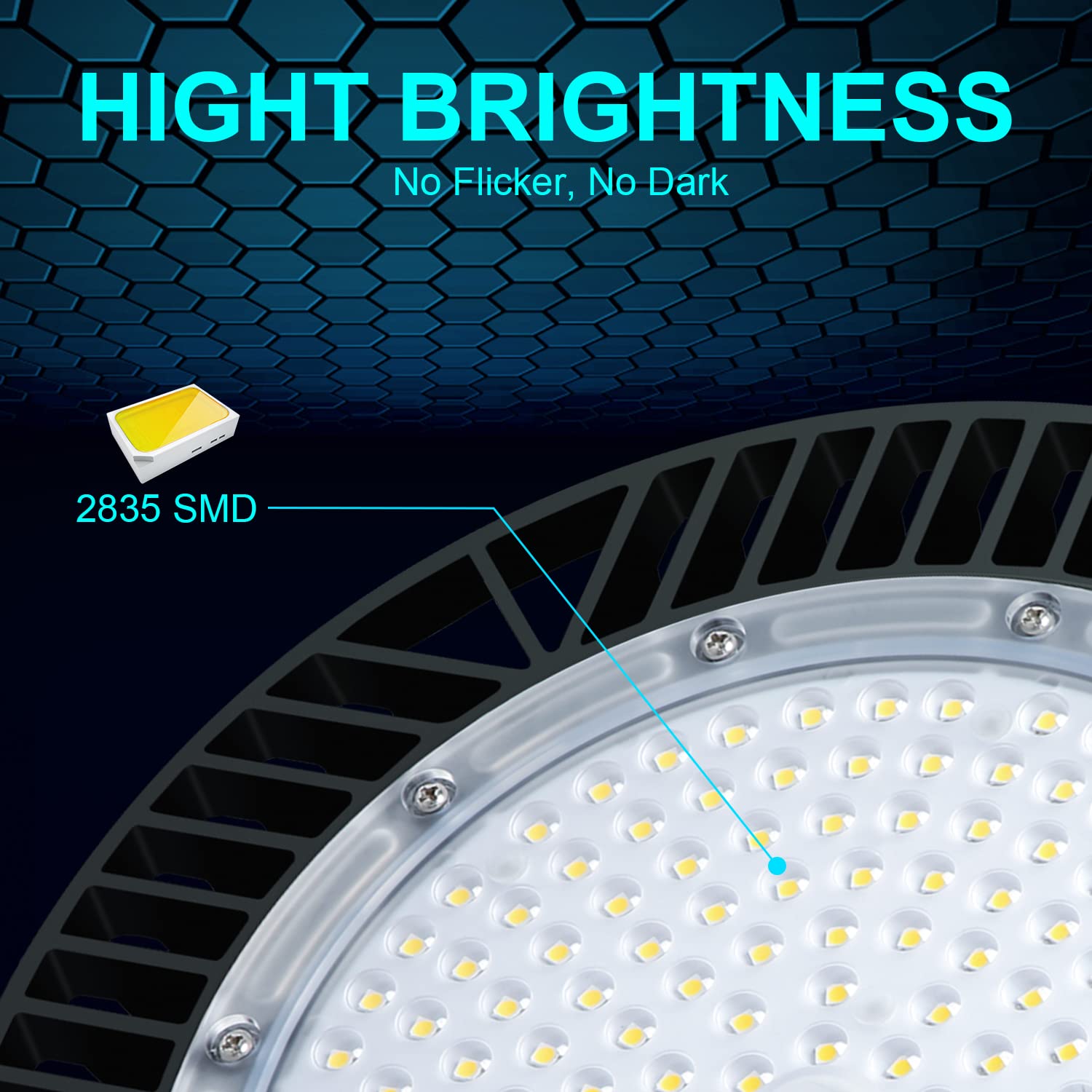 LEDMO UFO LED High Bay Lights, High Bay LED Shop Lights,100W-14000lm-5000K-100-277V-Black