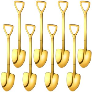 8 pieces gold shovel shape spoons stainless steel shovel shape coffee ice cream dessert spoons for home and party