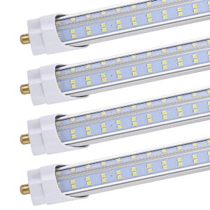 bsk.bestka 10pcs,8 ft led bulbs, 120w 19000lm 5000k daylight, super bright, t8 t10 t12 led tube lights, fa8 single pin led lights,v shape, clear cover, 8 foot led bulbs