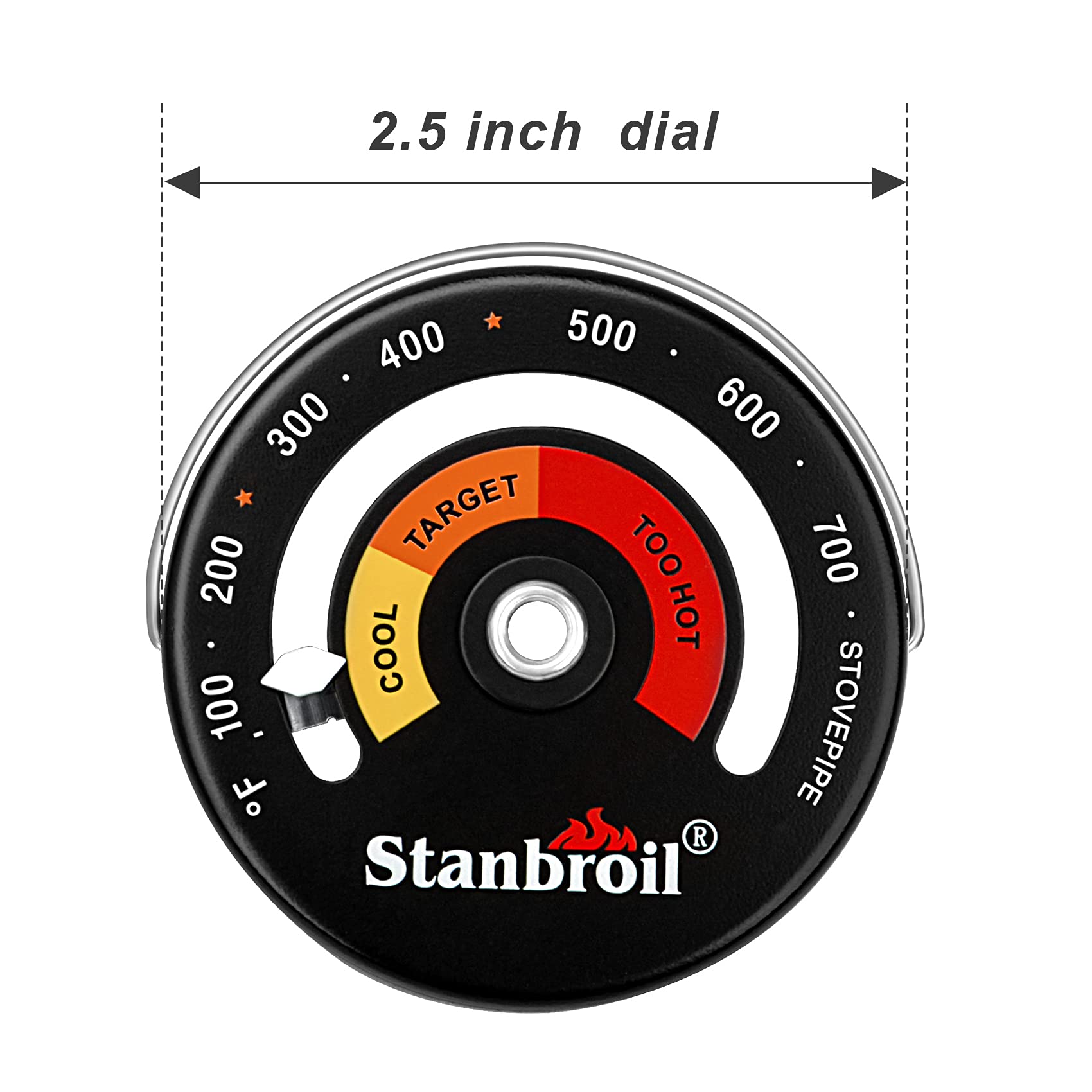 Stanbroil Magnetic Wood Stove Pipe Thermometer, Flue Pipe Temperature Meter for Wood Log Chimney Pipe