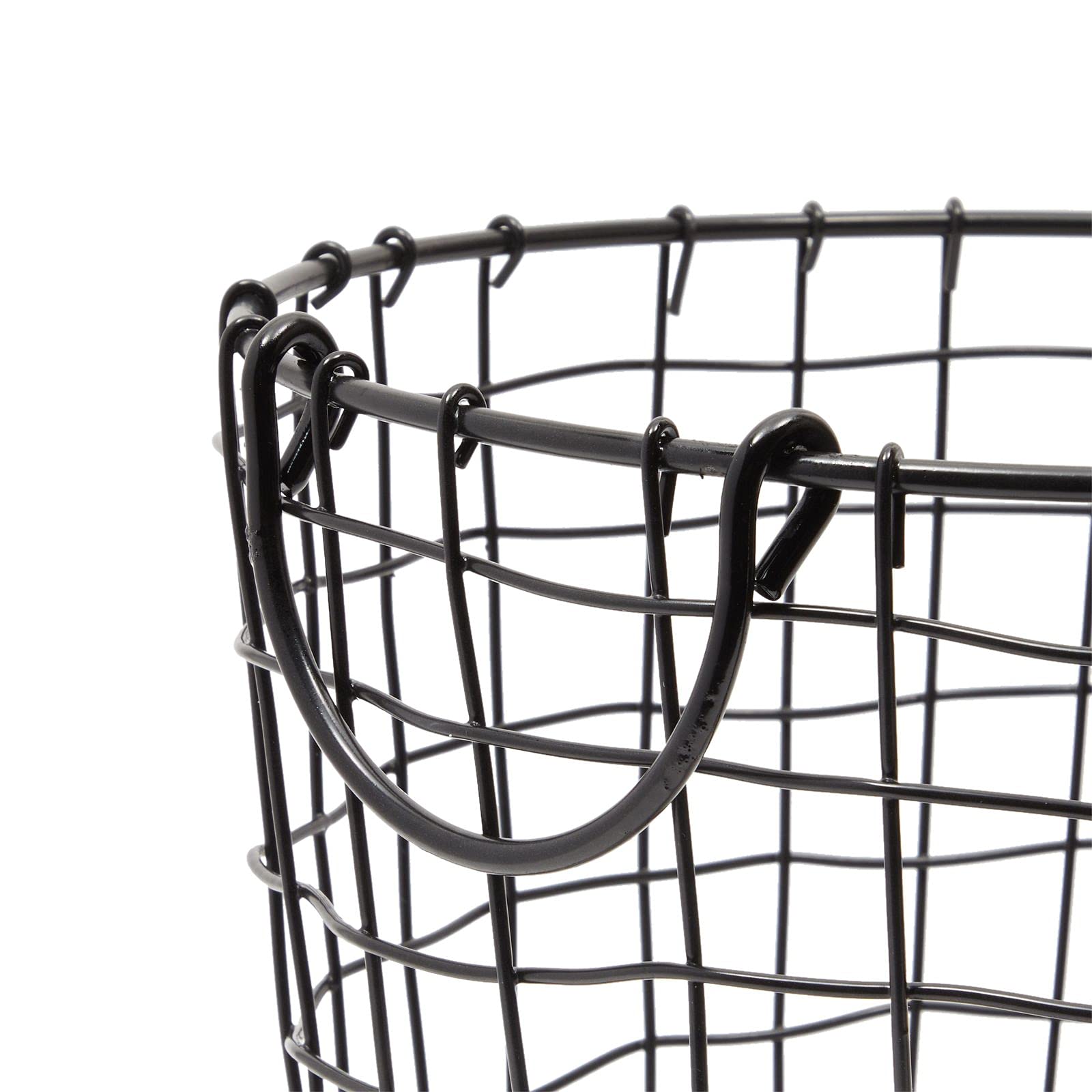 Farmlyn Creek Round Black Wire Laundry Baskets with Handles (Metal, 8.5 x 11 In, 2 Pack)