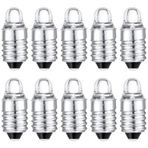 honoson 10 pieces e10 led bulbs 3 volt miniature flashlight bulbs e10 replacement bulbs mini lamps cool white