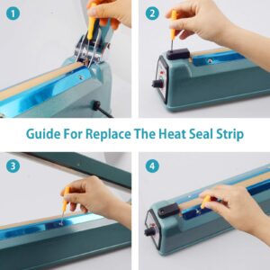 16 inch 400mm Impulse Sealer, Manual Bag Sealer Heat Sealer, Adjustable Timer Electric Heat Seal Bag Sealer Sealing Machine with 2 Free Replacement Kit Tabletop Impulse Sealer, Blue