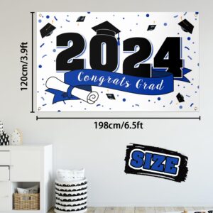 LASKYER 2024 Congrats Grad Graduation Party Decorations - Class of 2024 Large Hanging Photoprop Backdrop Banner,2024 Gard Sign Decorations - Blue.