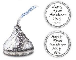 324 hugs and kisses from the new mr. & mrs. kiss wedding stickers, chocolate drops labels stickers for weddings, bridal shower engagement party decorations, party favors decor for kisses