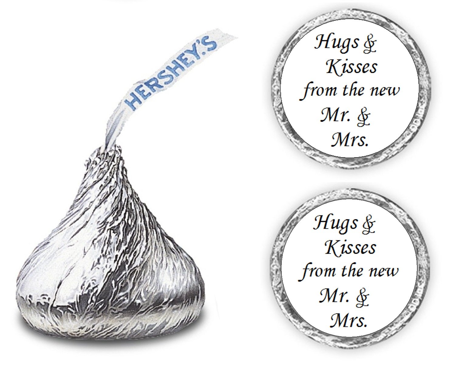 324 Hugs and Kisses from The new Mr. & Mrs. Kiss Wedding Stickers, Chocolate Drops Labels Stickers for Weddings, Bridal Shower Engagement Party Decorations, Party Favors Decor for Kisses