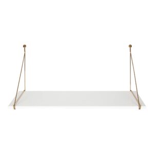 Kate and Laurel Vista Modern Wall Mounted Desk, 38 x 14 x 16, White and Gold, Glam Hanging Desk for Office and School