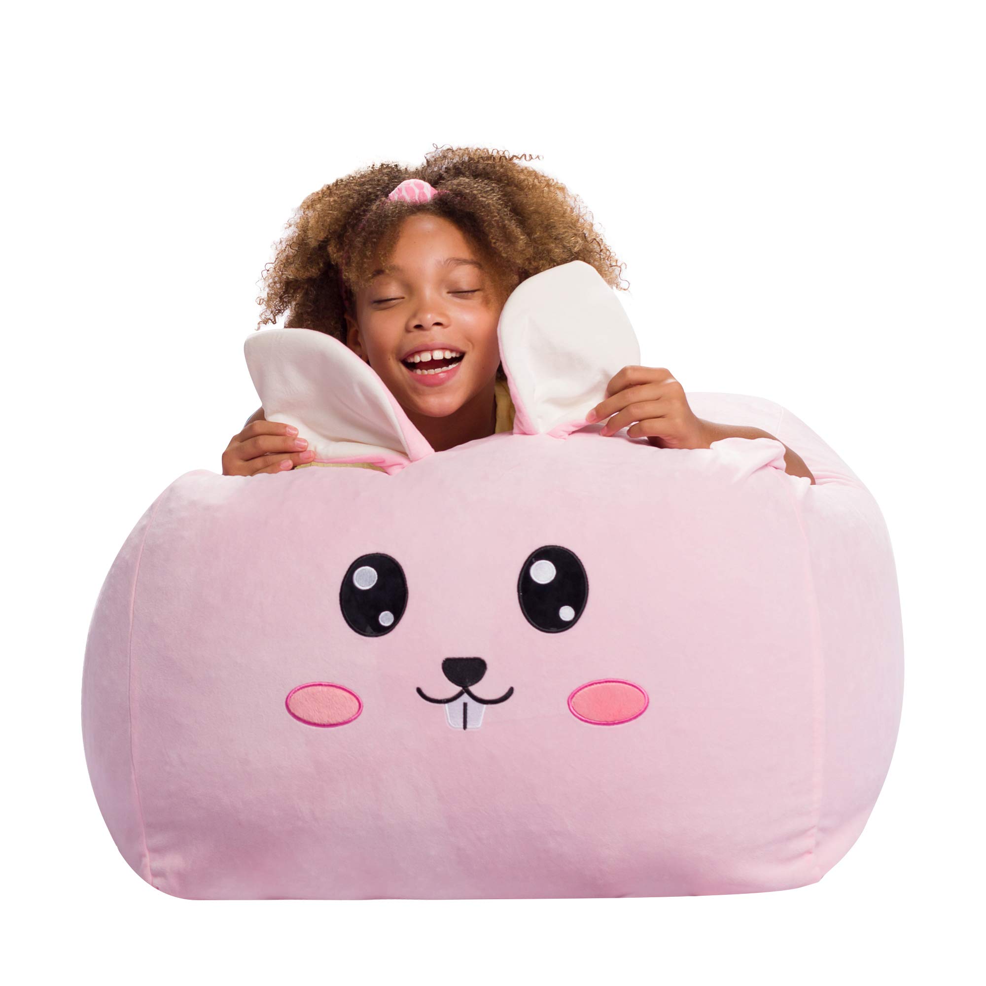 Posh Creations XSLG-COVER-AN014 Bean Bag Chair, Bunny - Pink, Large-24 inch