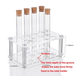 Ackers Transparent Acrylic Test Tube Bottle Small Glass Holder, Built-in Handle, 12 Tube Capacity, 0.87" (22mm) Holes for 25ML Test Tubes(Detachable)